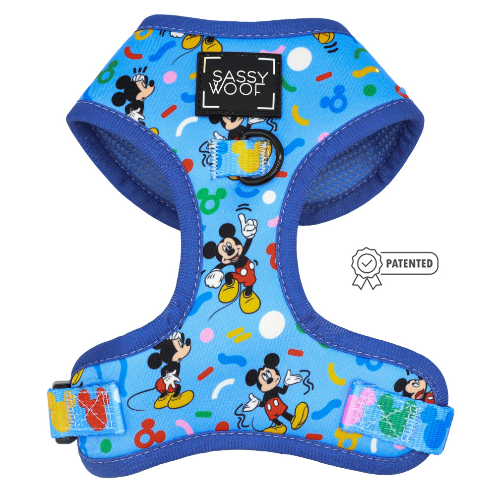 Dog Adjustable Harness - Mickey Mouse Confetti Party | Sassy Woof Product