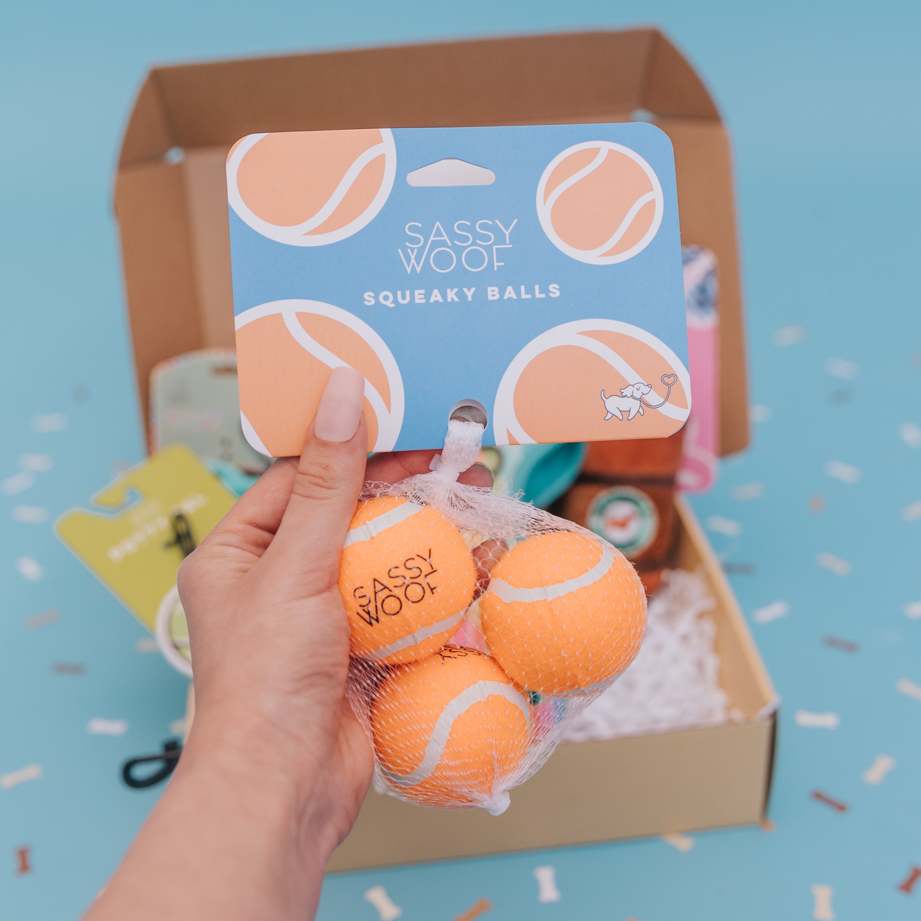 3 Pack of Squeaky Tennis Balls | Sassy Woof Product