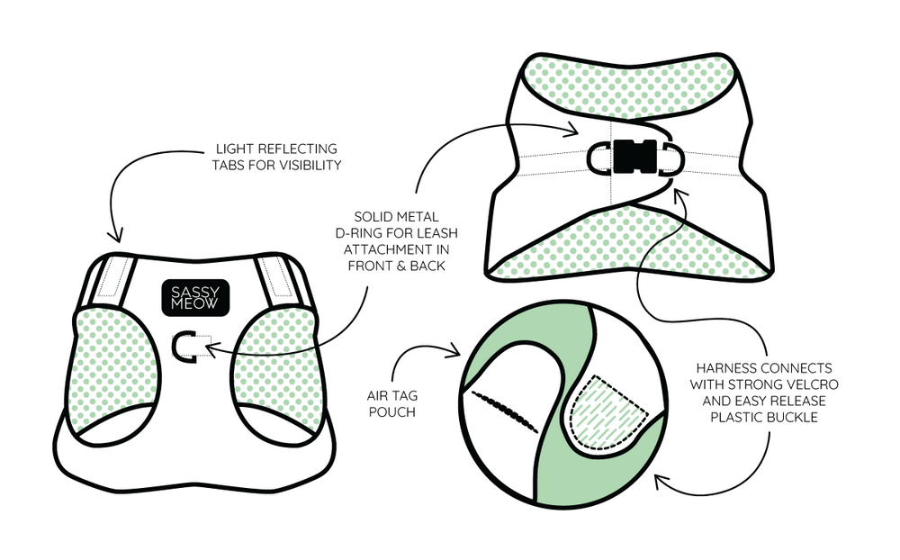 Cat Step-In Harness - Purrs & Petals | Sassy Woof Product